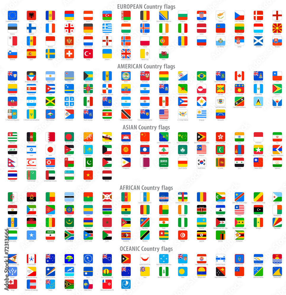 Rounded Square Vector National flag Icons Stock Vector | Adobe Stock