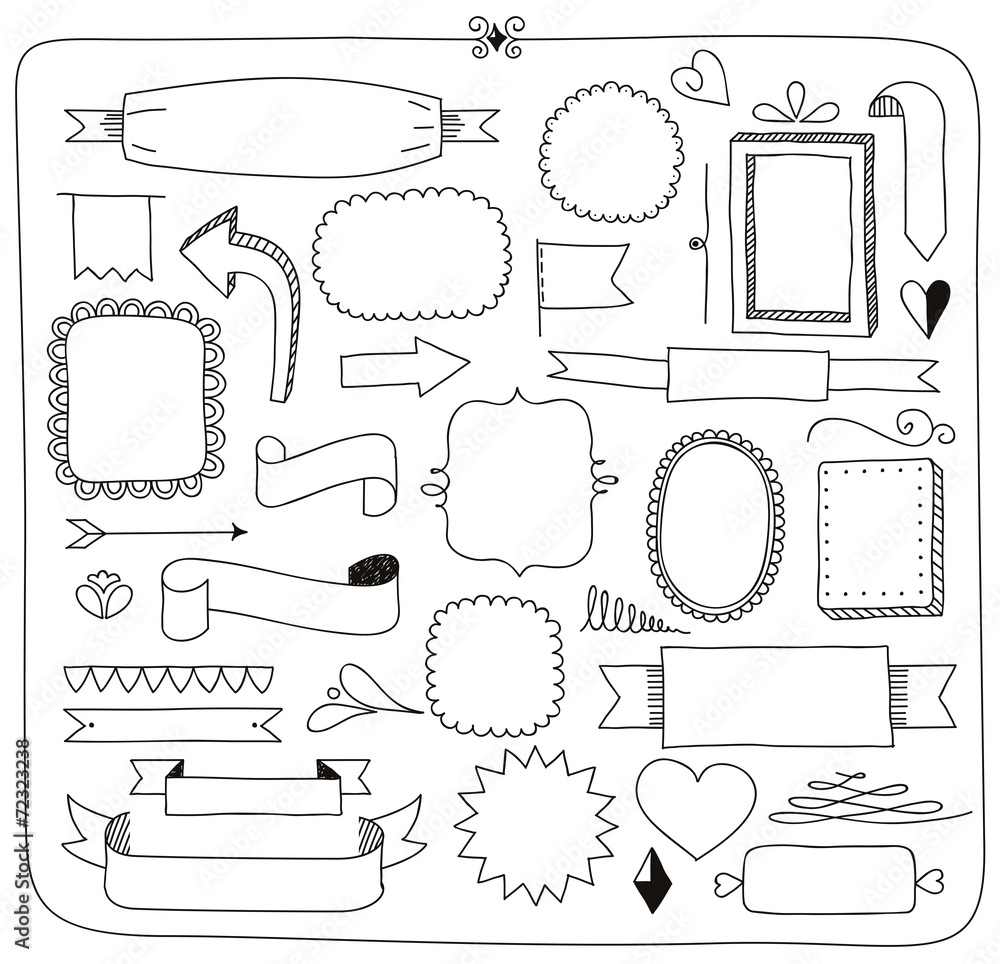 doodle banners frames and design elements Stock-Vektorgrafik | Adobe Stock