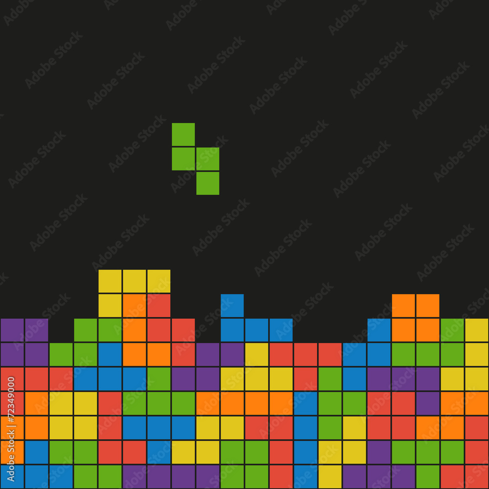 Dark flat tetris background Stock Vector | Adobe Stock