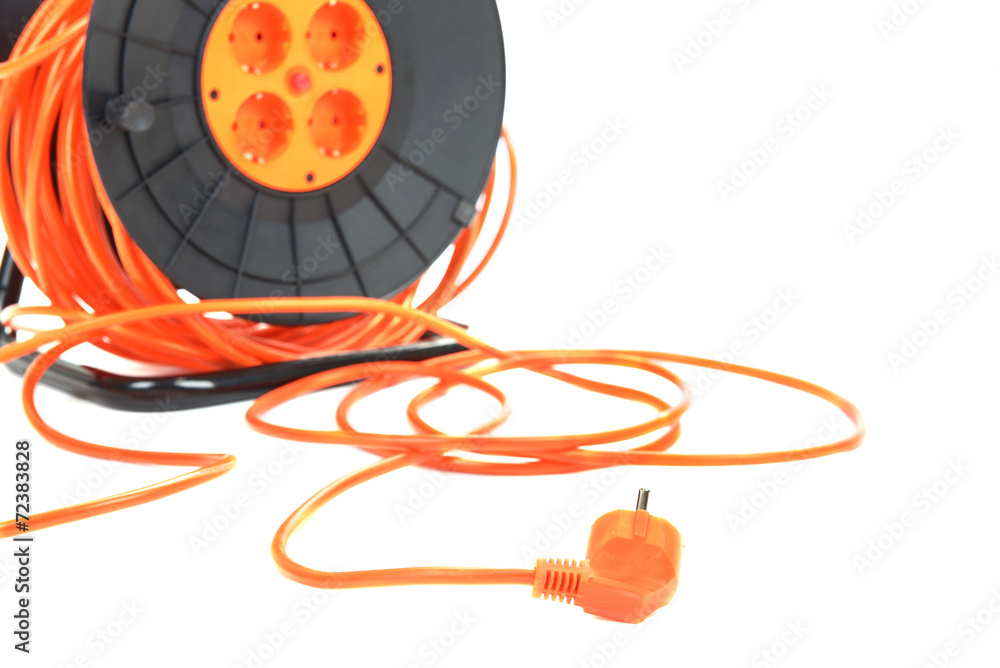 Extension electric cable reel isolated on white background Stock Photo ...