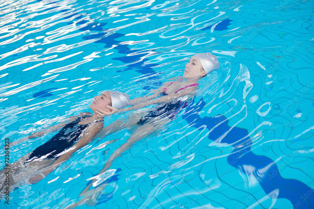 help and rescue on swimming pool Stock Photo | Adobe Stock