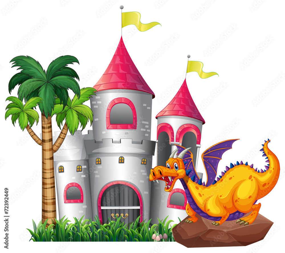 Dragon and castle Stock Vector | Adobe Stock