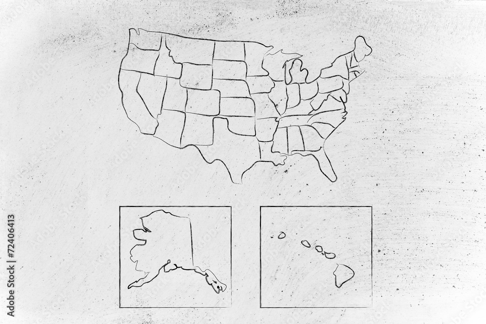 world map and continents: borders and states of America Stock Photo ...