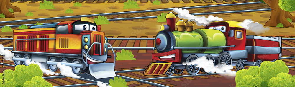 Cartoon trains Stock Illustration | Adobe Stock