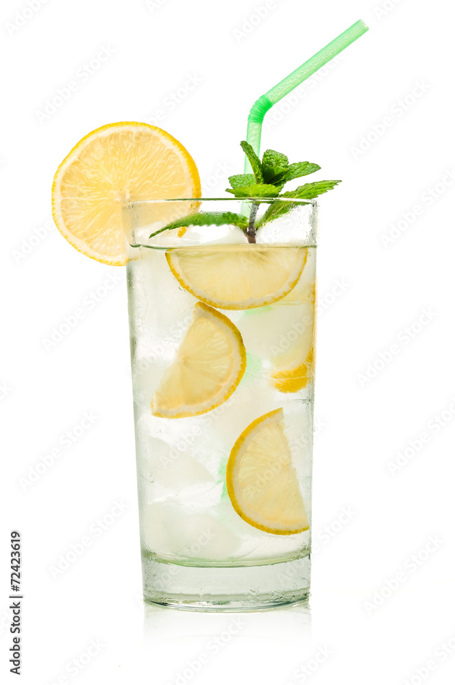 Glass Of Ice Water With Lemon