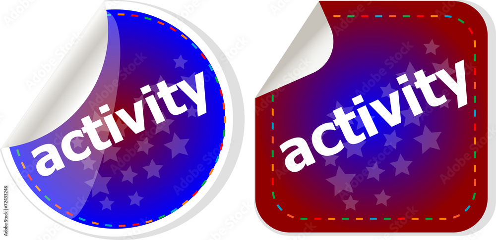 activity stickers set, icon button isolated on white Stock-Illustration ...
