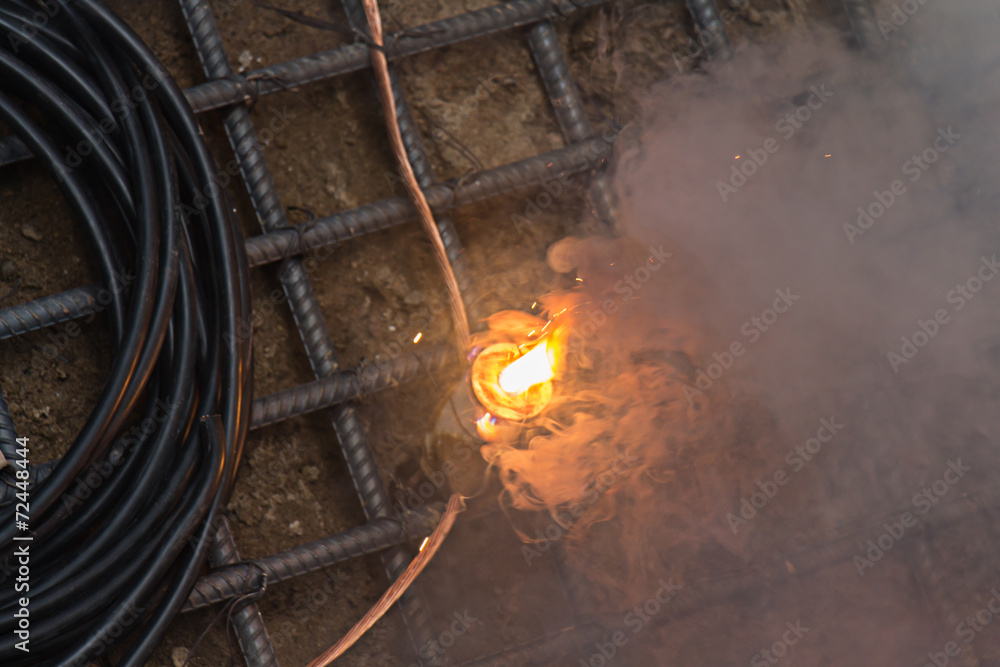 Connect copper grounding lightning protection system. .With the ภาพถ่าย ...