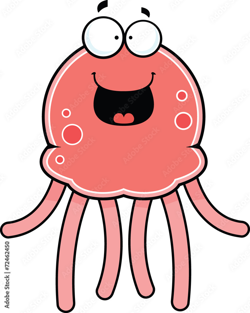 Cartoon Jellyfish Happy Stock Vector | Adobe Stock