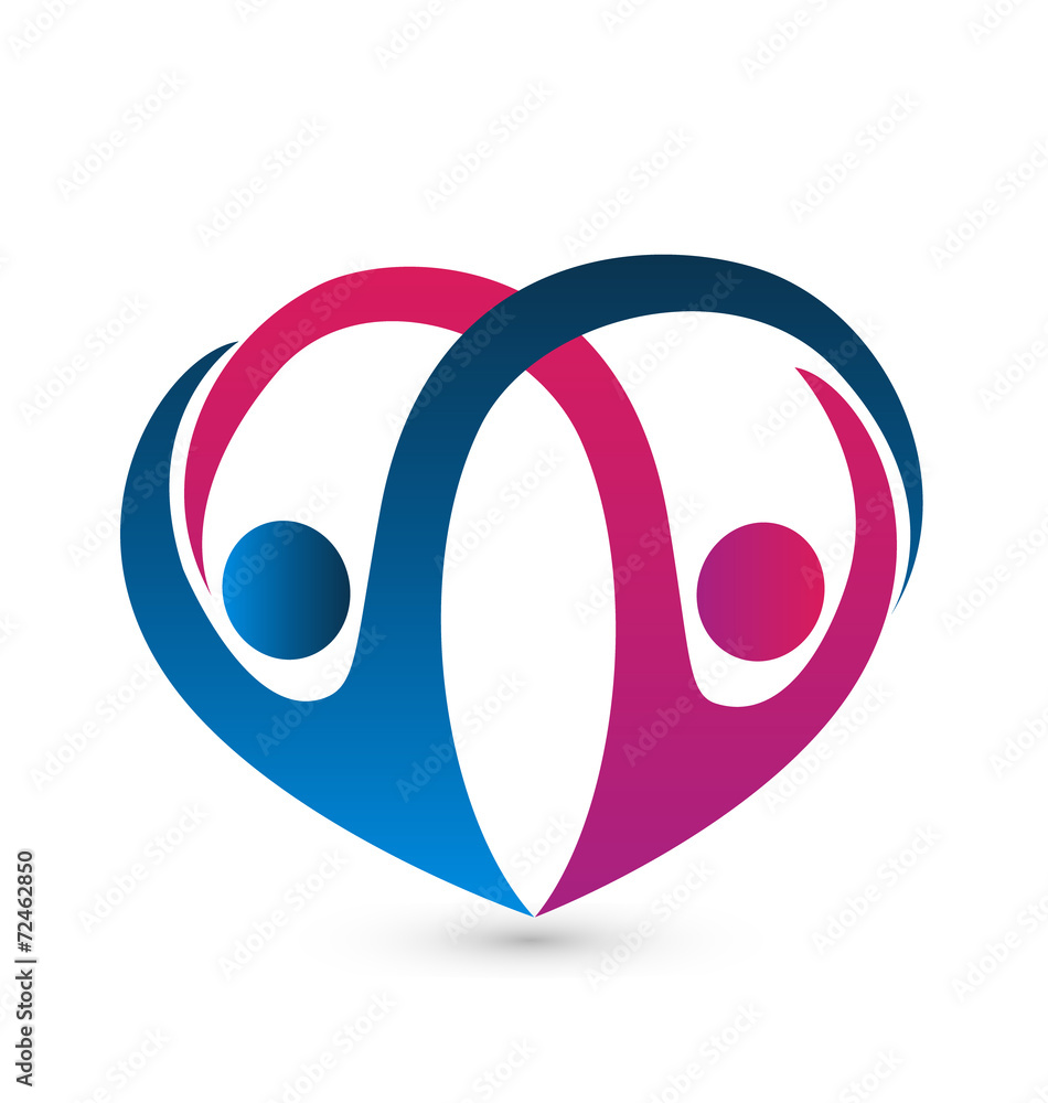 Couple team dancing logo in heart shape Stock Vector | Adobe Stock
