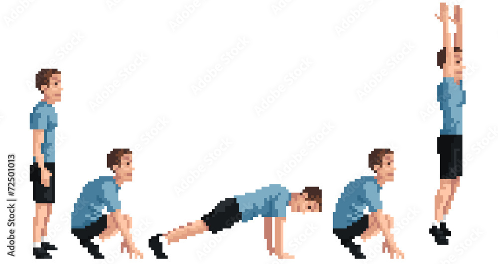 Burpees Exercise (Retro Pixel Style) Stock Illustration | Adobe Stock