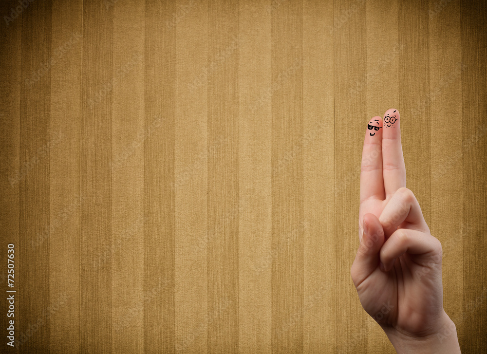 Happy finger smileys with vintage stripe wallpaper background Stock ...