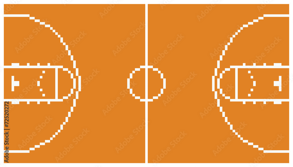 pixel art basketball sport court layout retro 8 bit illustration Stock ...