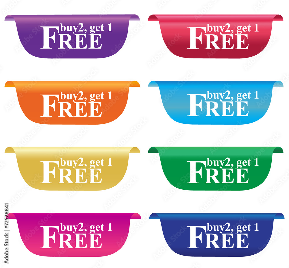 Buy two get one free, tag, label, badge, sign, horizontal Stock Vector ...