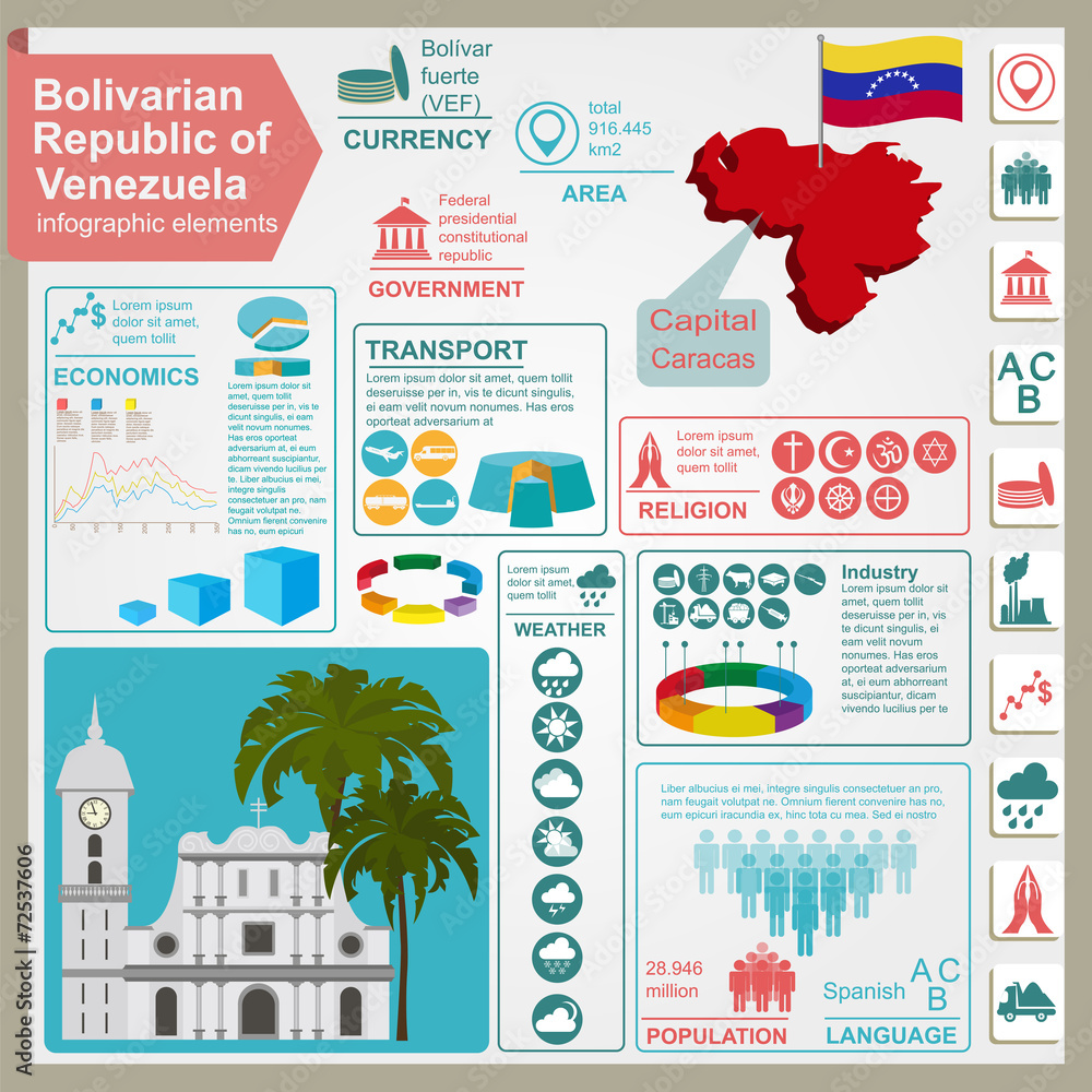 Venezuela infographics, statistical data, sights Stock Vector | Adobe Stock
