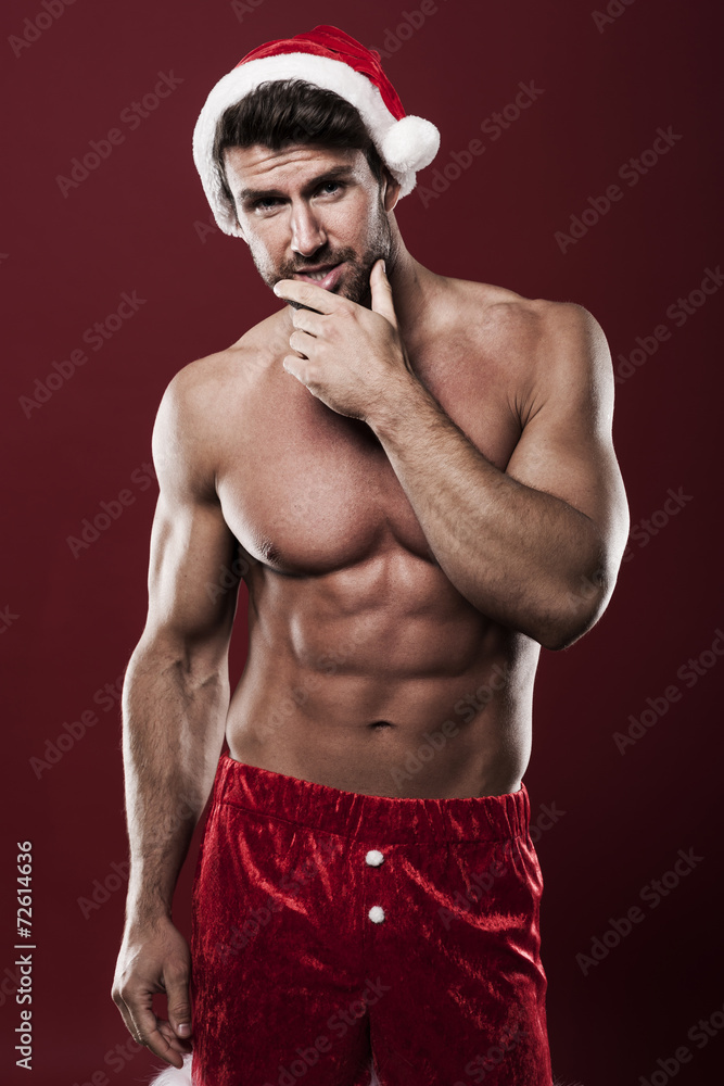 Hot and shirtless santa claus Stock Photo | Adobe Stock