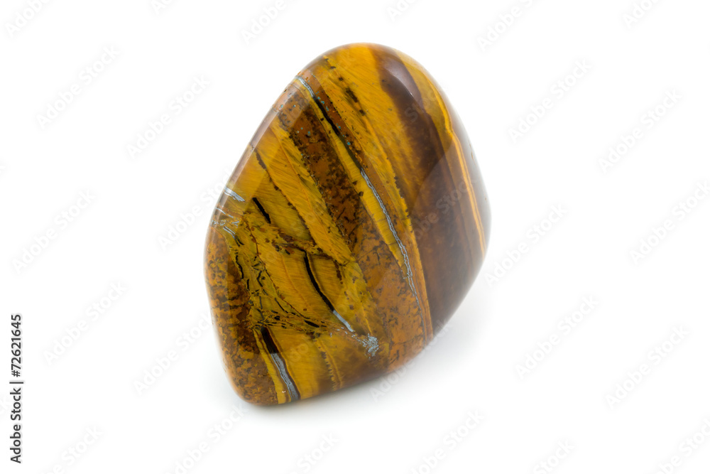 Tiger's eye beautiful gemstone close up white background Stock Photo ...