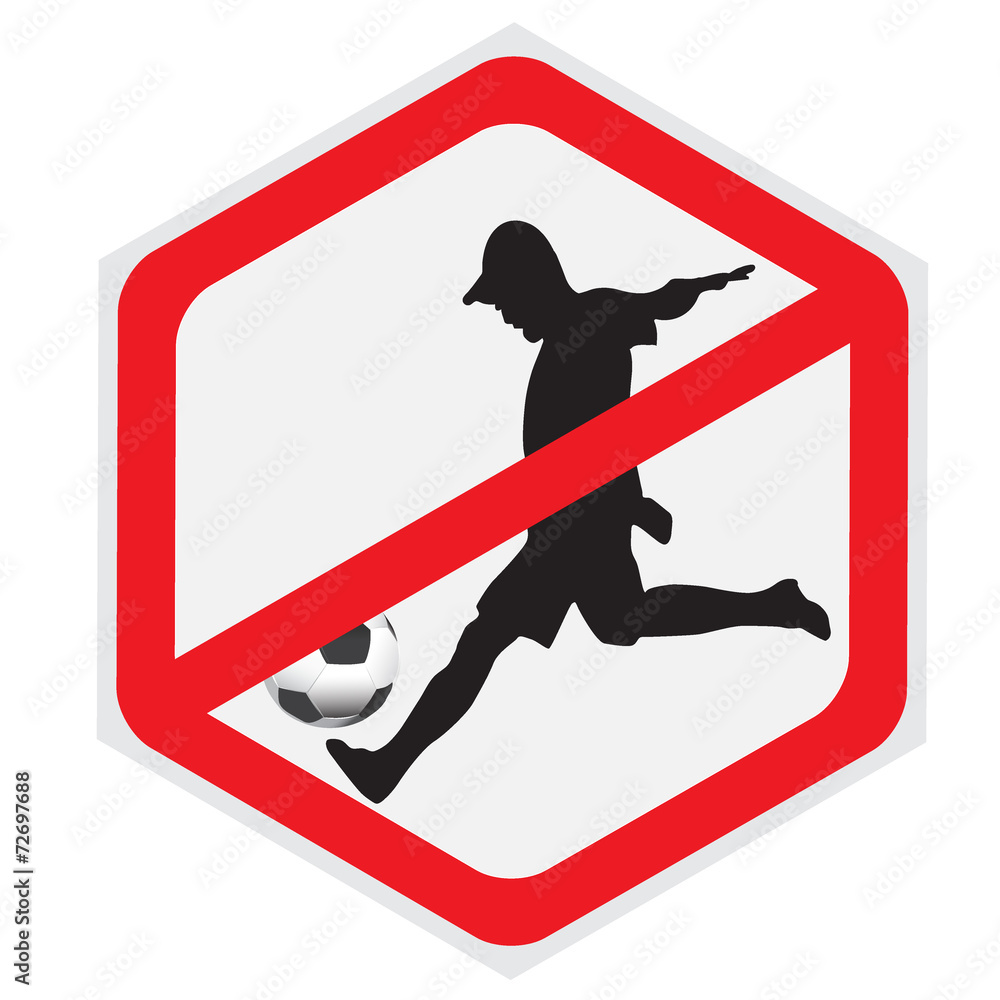 Soccer, football, not allowed, sing, hexagon Stock Vector | Adobe Stock