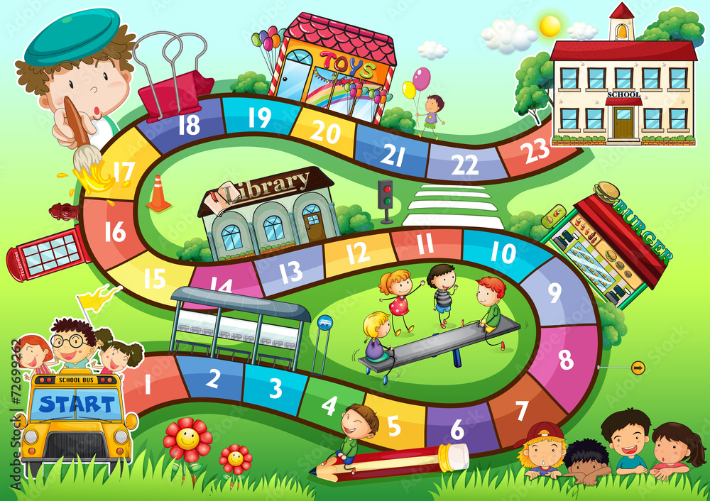 School theme board game Stock Vector | Adobe Stock
