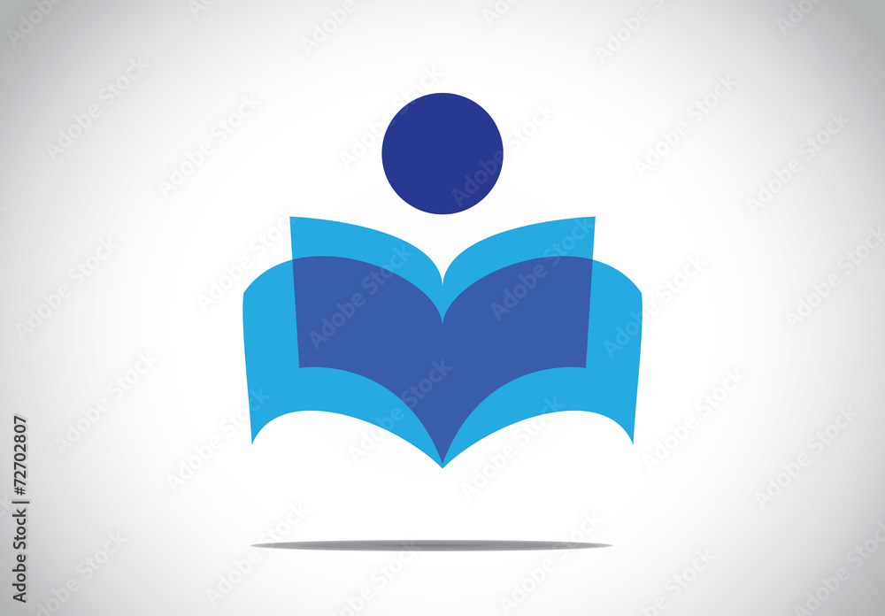human person reading an open book concept illustration symbol Stock ...