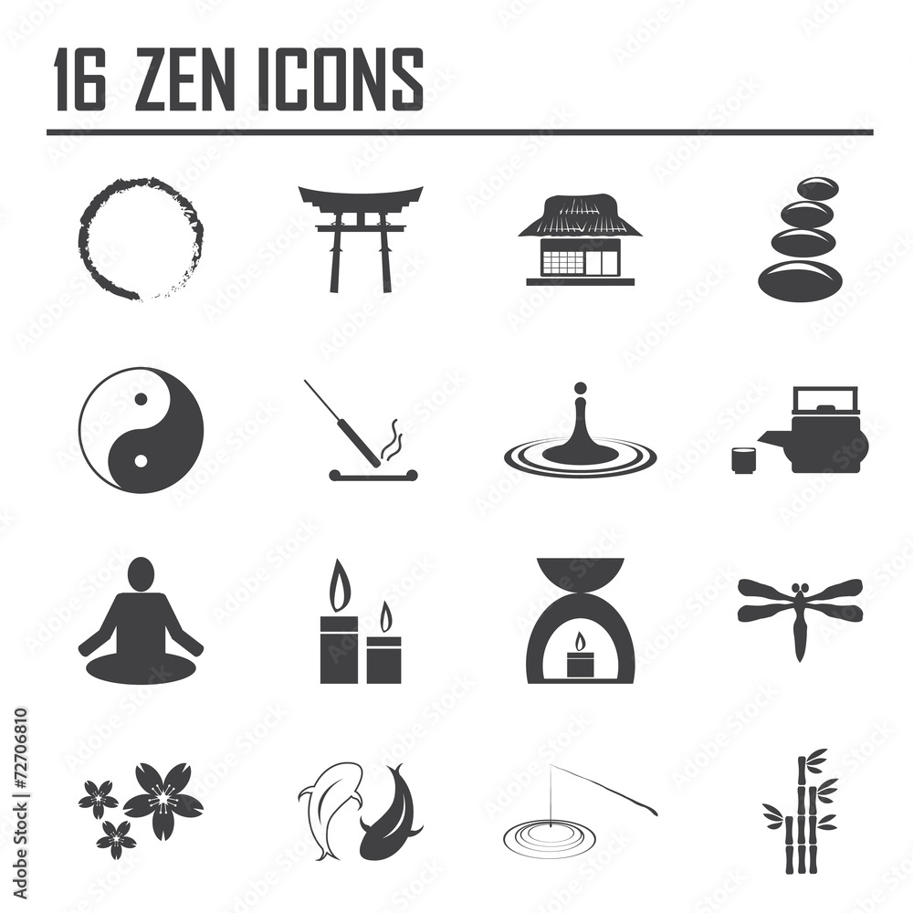zen icons, mono vector symbols Stock Vector | Adobe Stock
