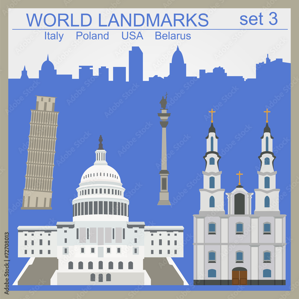 World landmarks icon set. Elements for creating infographics Stock ...