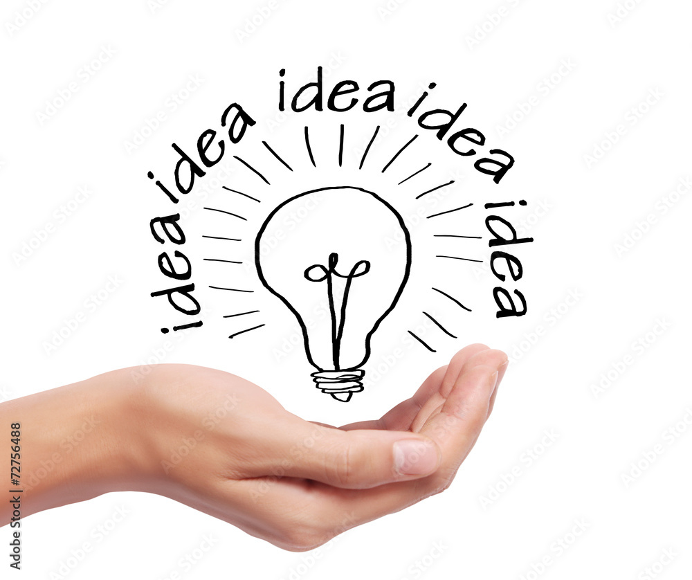 Hand drawing light bulb Stock Photo | Adobe Stock