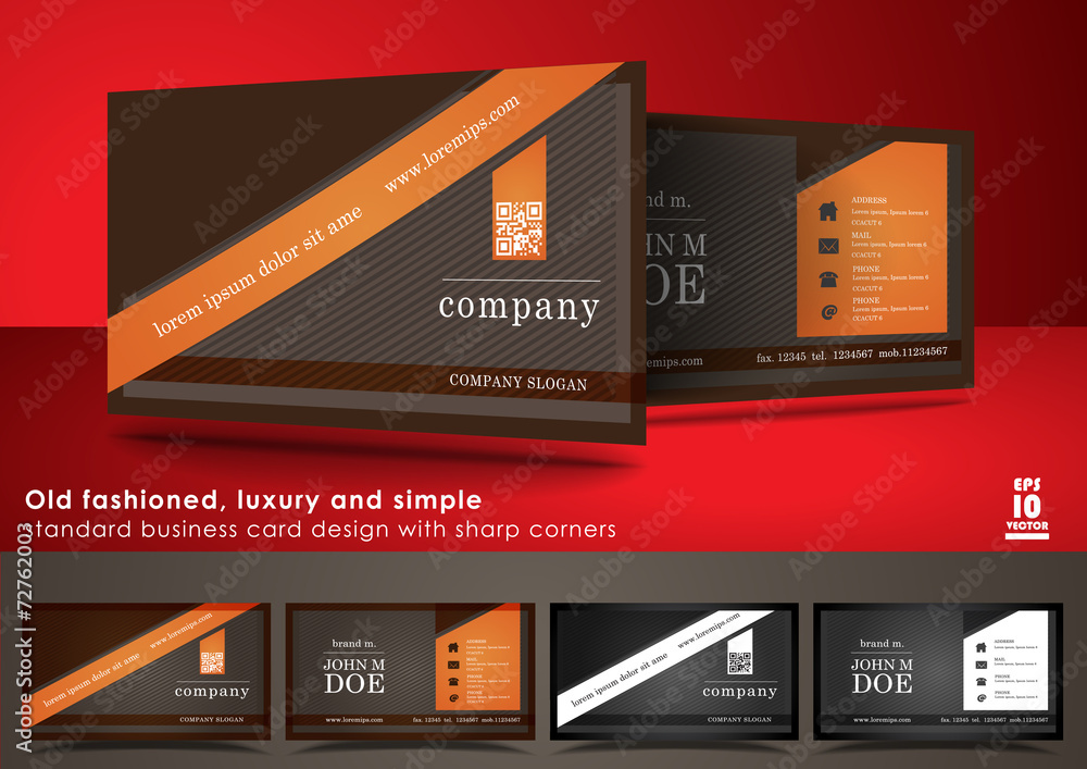 Old fashioned business card design with sharp corners Stock Vector ...