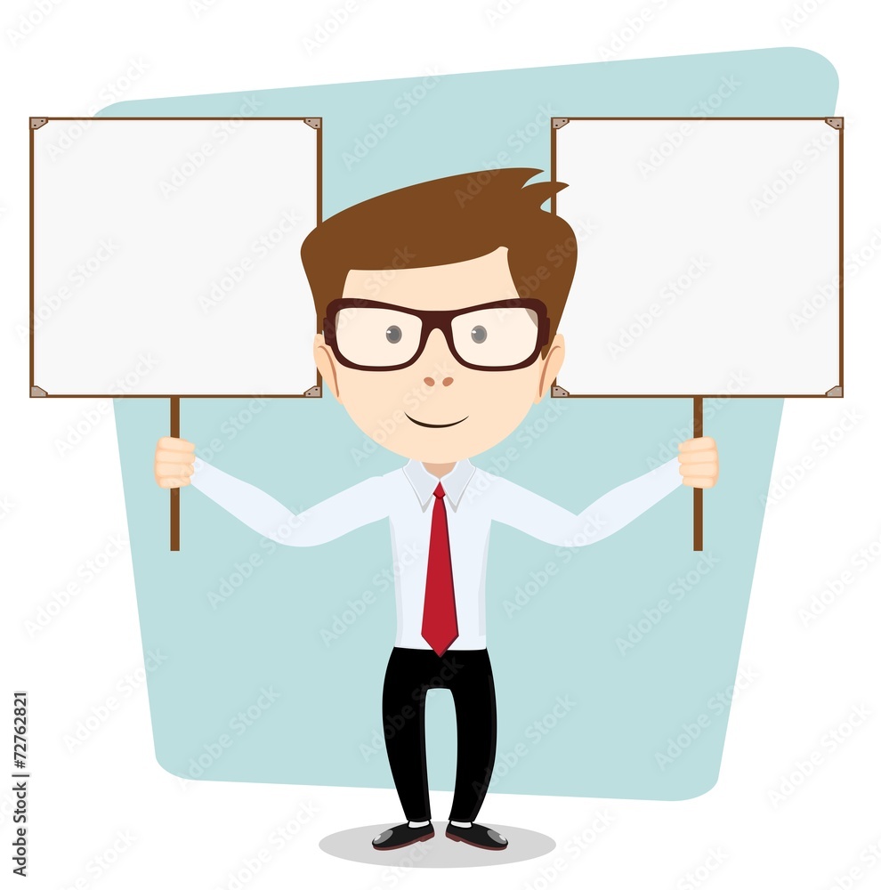 Cartoon teacher explaining and pointing at blank white board, Stock ...