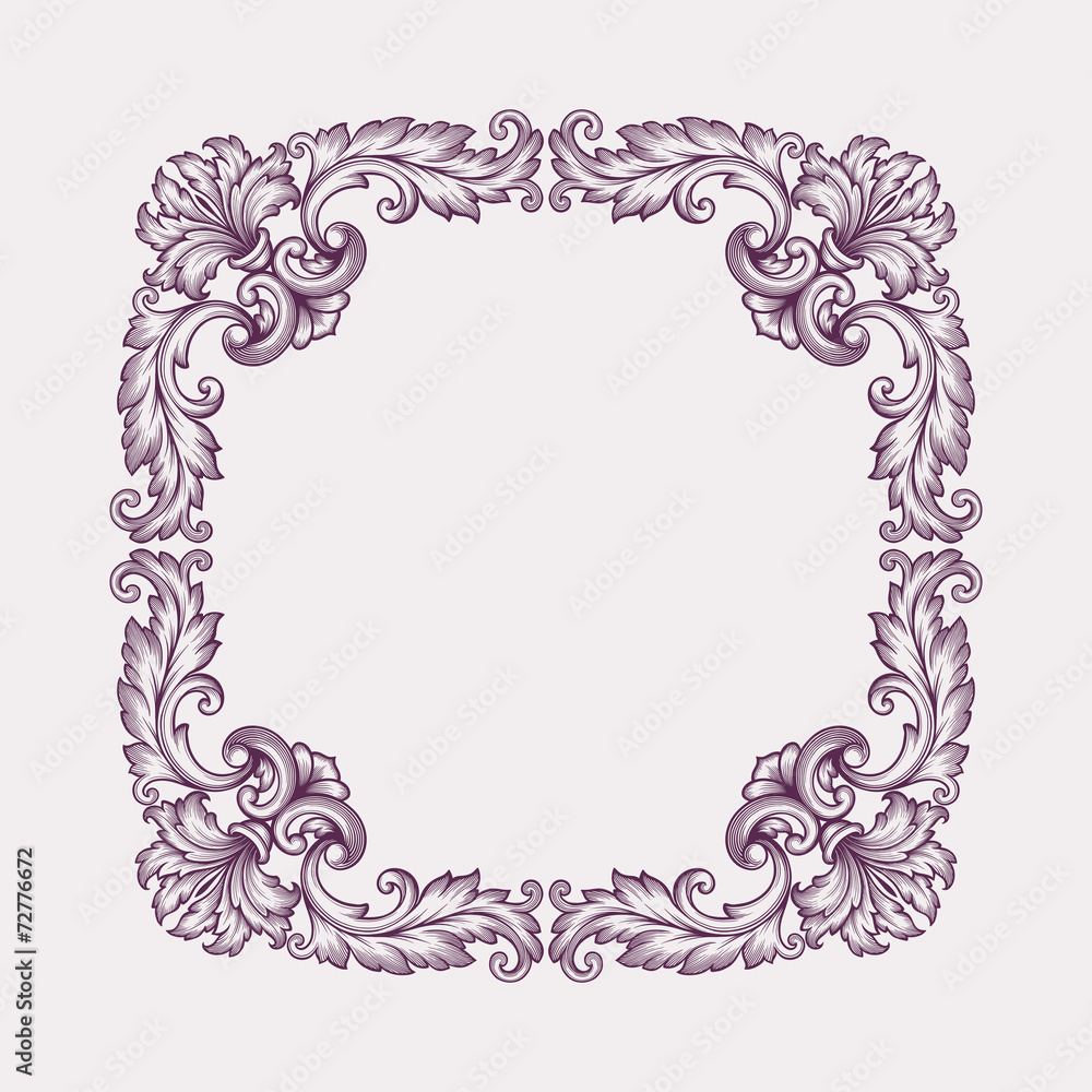 vector vintage Baroque frame border pattern Stock Vector | Adobe Stock