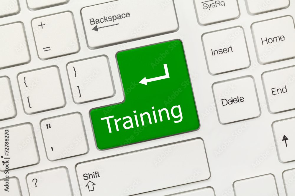 White conceptual keyboard - Training (green key) Stock Photo | Adobe Stock
