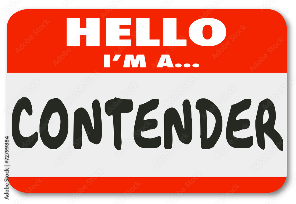 Hello I Am a Contender Name Tag Sticker Competitor Professional Stock ...