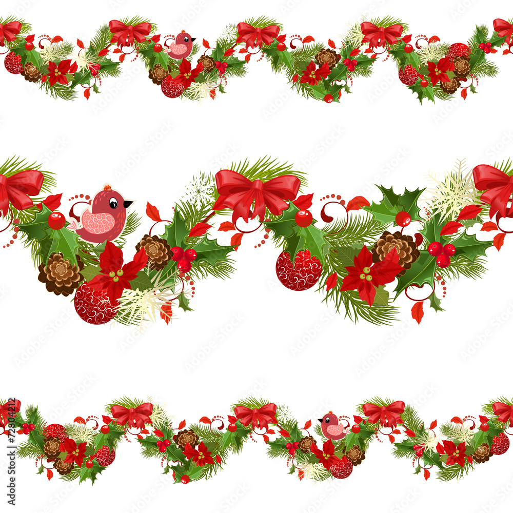 christmas set seamless borders for your design Stock Vector | Adobe Stock