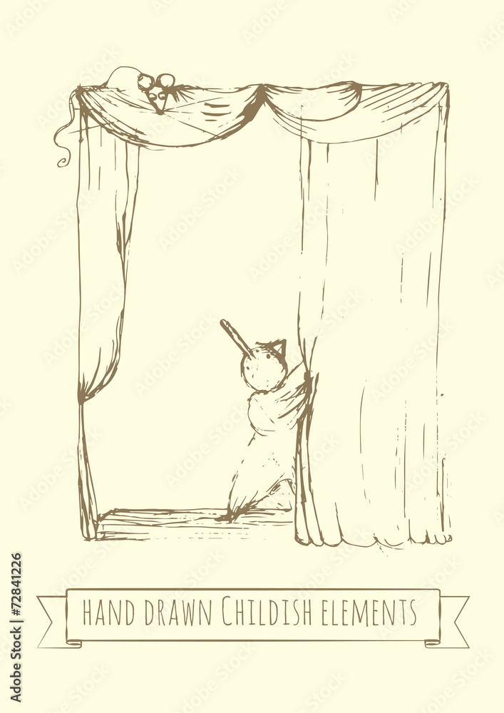 Vetor de Pinocchio on stage. Hand drawn doodles vector illustration do ...