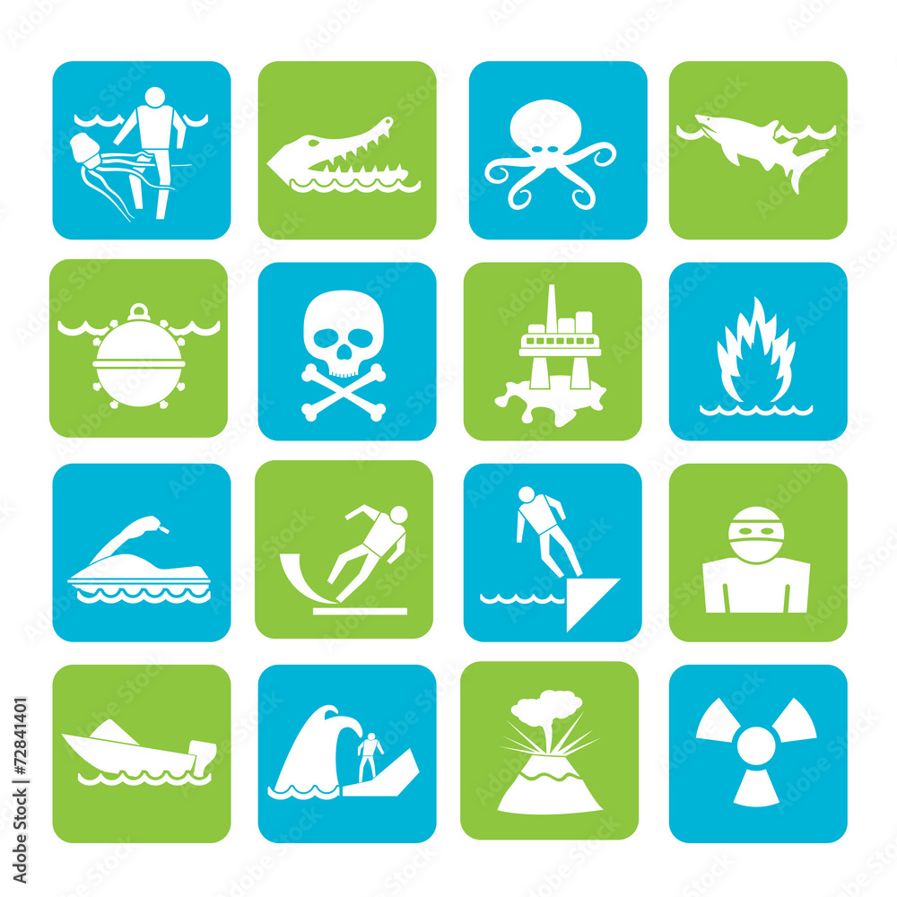 Warning Signs for dangers in sea, ocean, beach and rivers Stock Vector ...