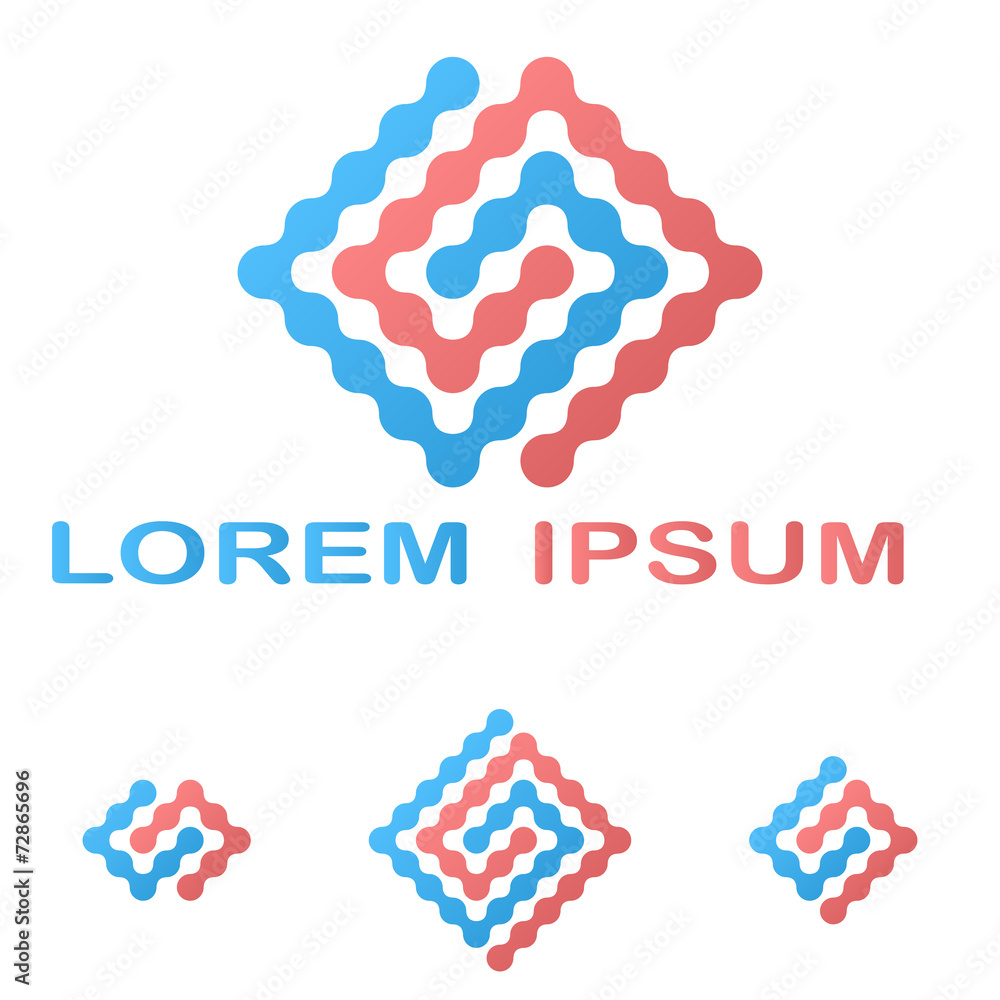 Blue red science, technology company logo design set Stock Vector ...