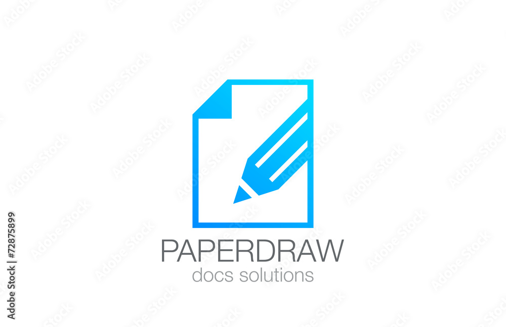 Pencil on Paper Draw Logo design vector template Stock Vector | Adobe Stock
