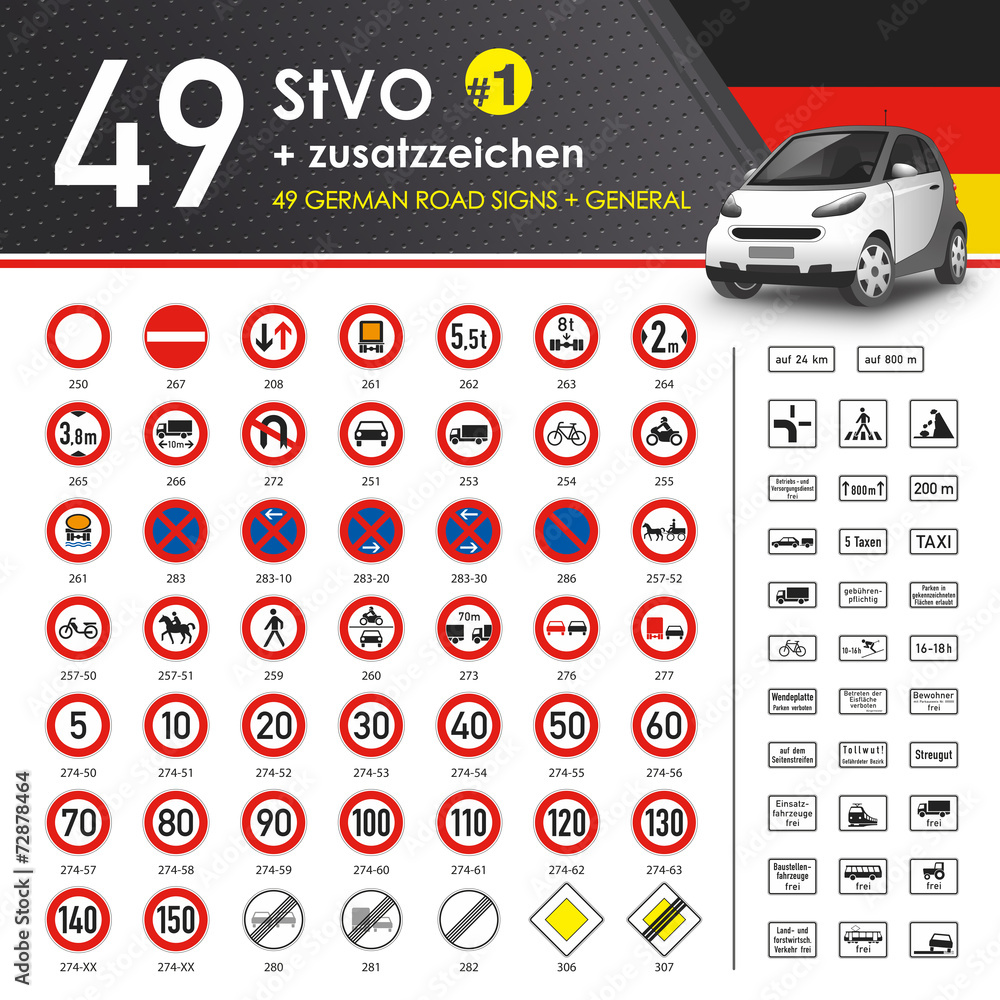 49 StVO + Zusatzzeichen #1 Stock ベクター | Adobe Stock