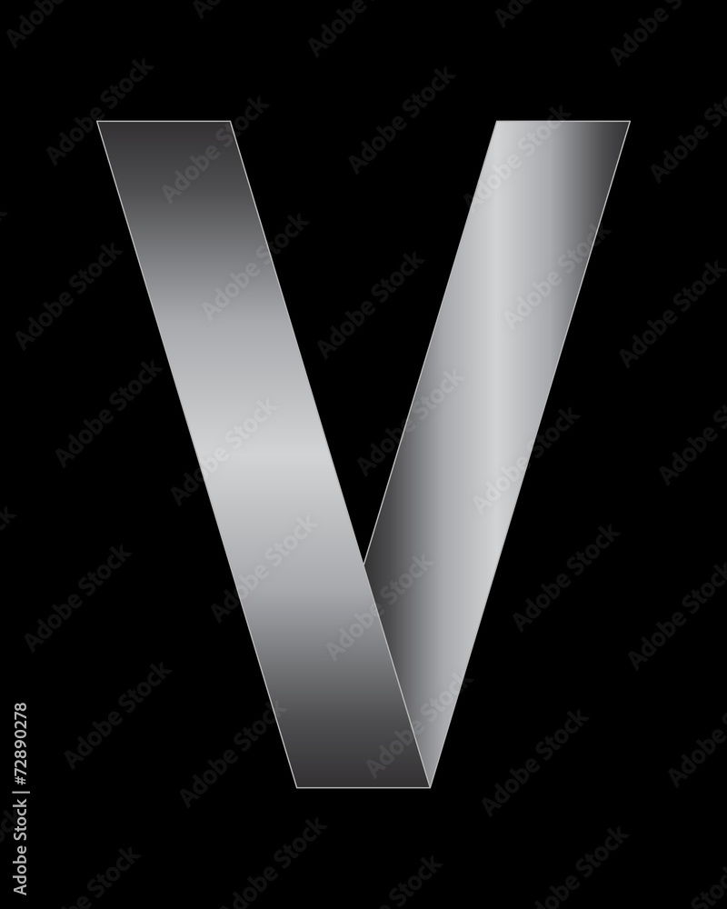 rectangular bent metal font, letter V Stock Vector | Adobe Stock
