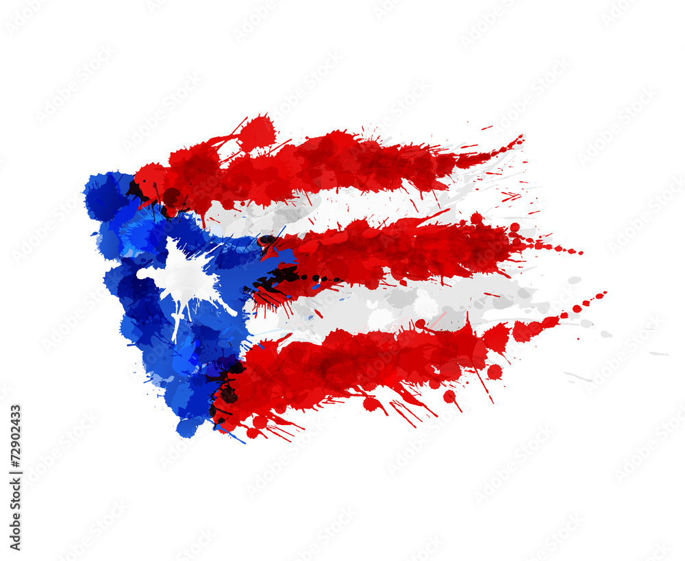 Flag of Puerto Rico made of colorful splashes Stock Vector | Adobe Stock