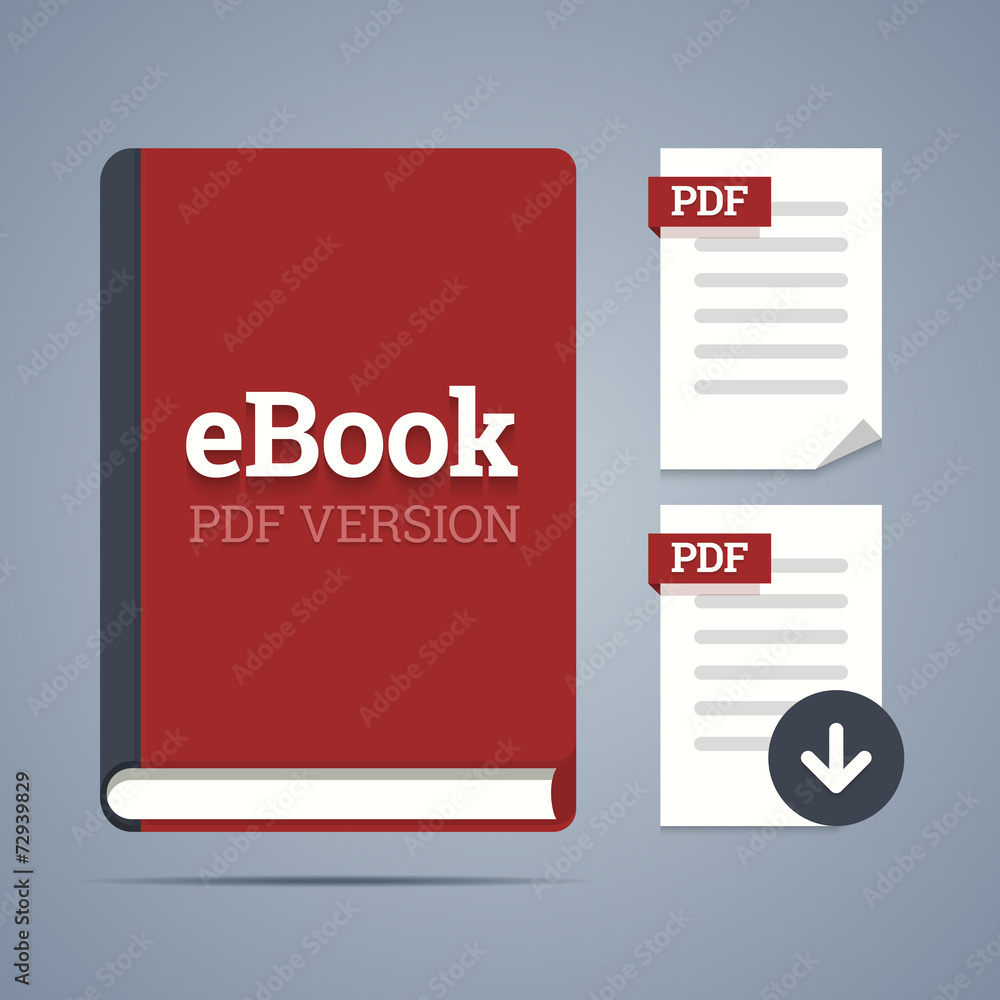 eBook template with pdf label and pdf page icons with download. Stock ...