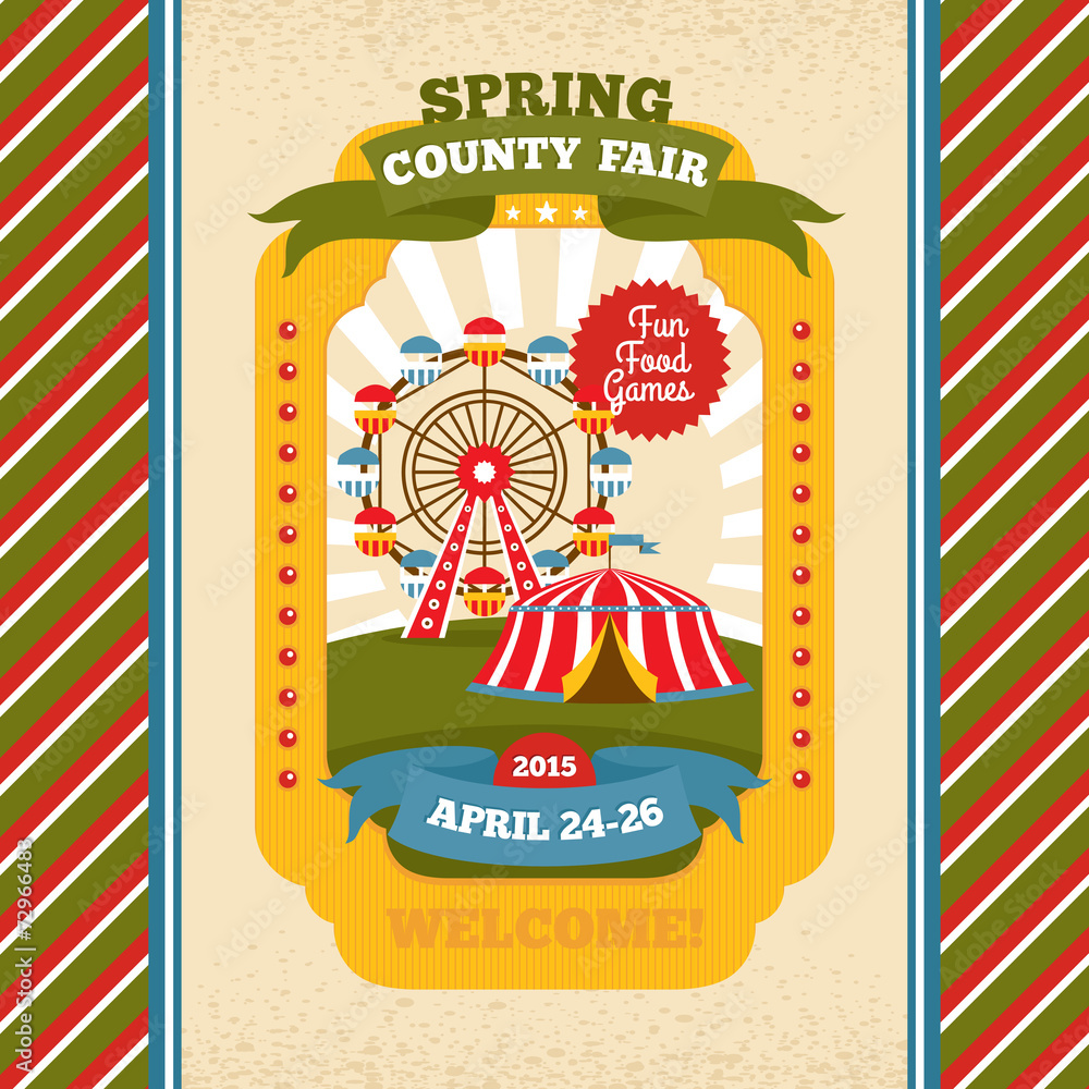 County fair vintage invitation card Stock Vector | Adobe Stock