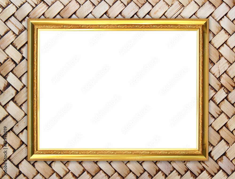 golden frame on bamboo texture background Stock Photo | Adobe Stock