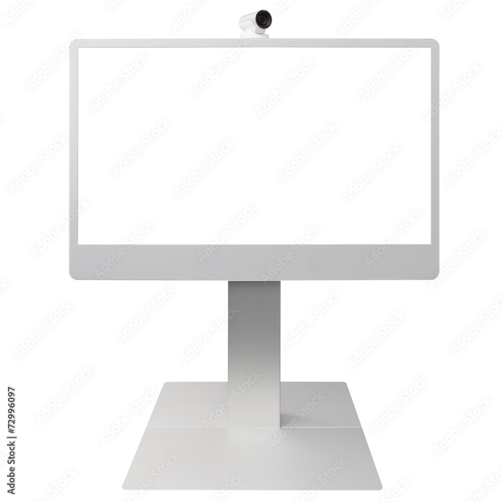 Video Conference isolated on white background with white screen Stock ...