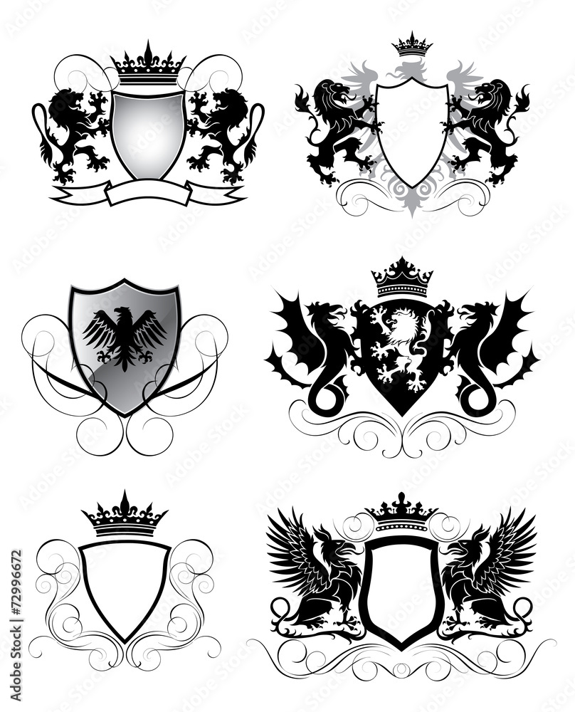 Heraldry set shield Stock Vector | Adobe Stock