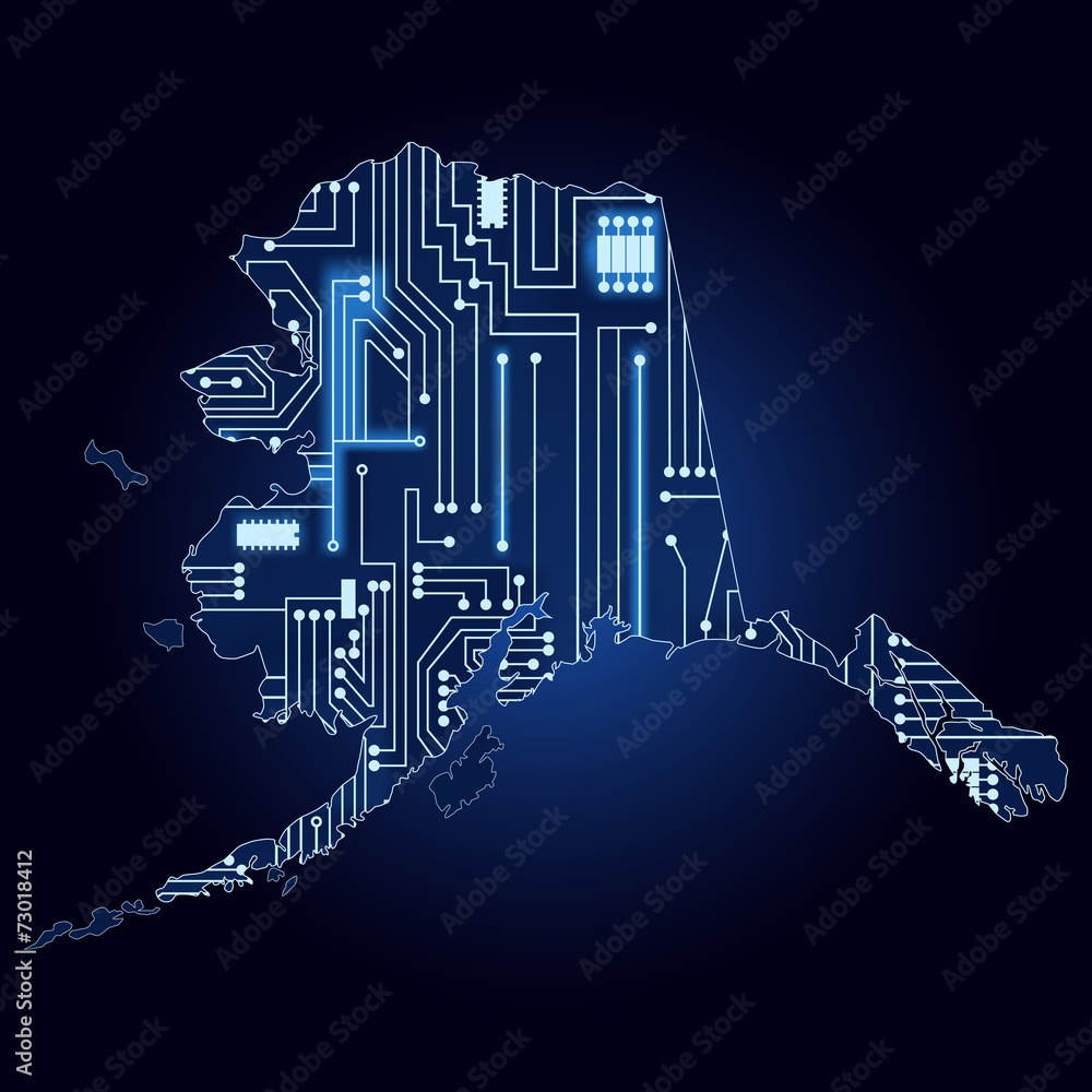 Map of Alaska with electronic circuit Stock Vector | Adobe Stock