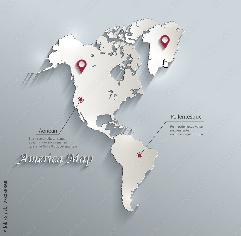 America map blue white card paper 3D vector infographics Stock Vector ...