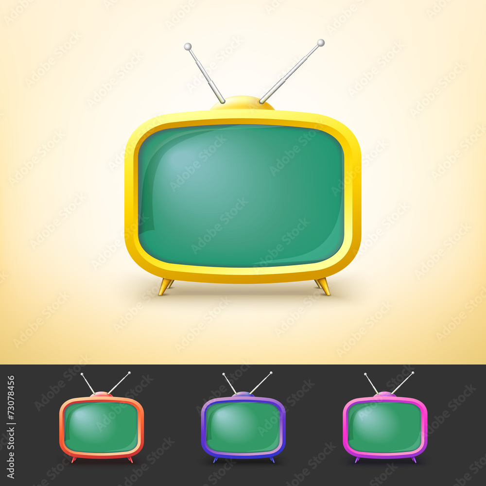 Color TV set in cartoon style. Stock Illustration | Adobe Stock