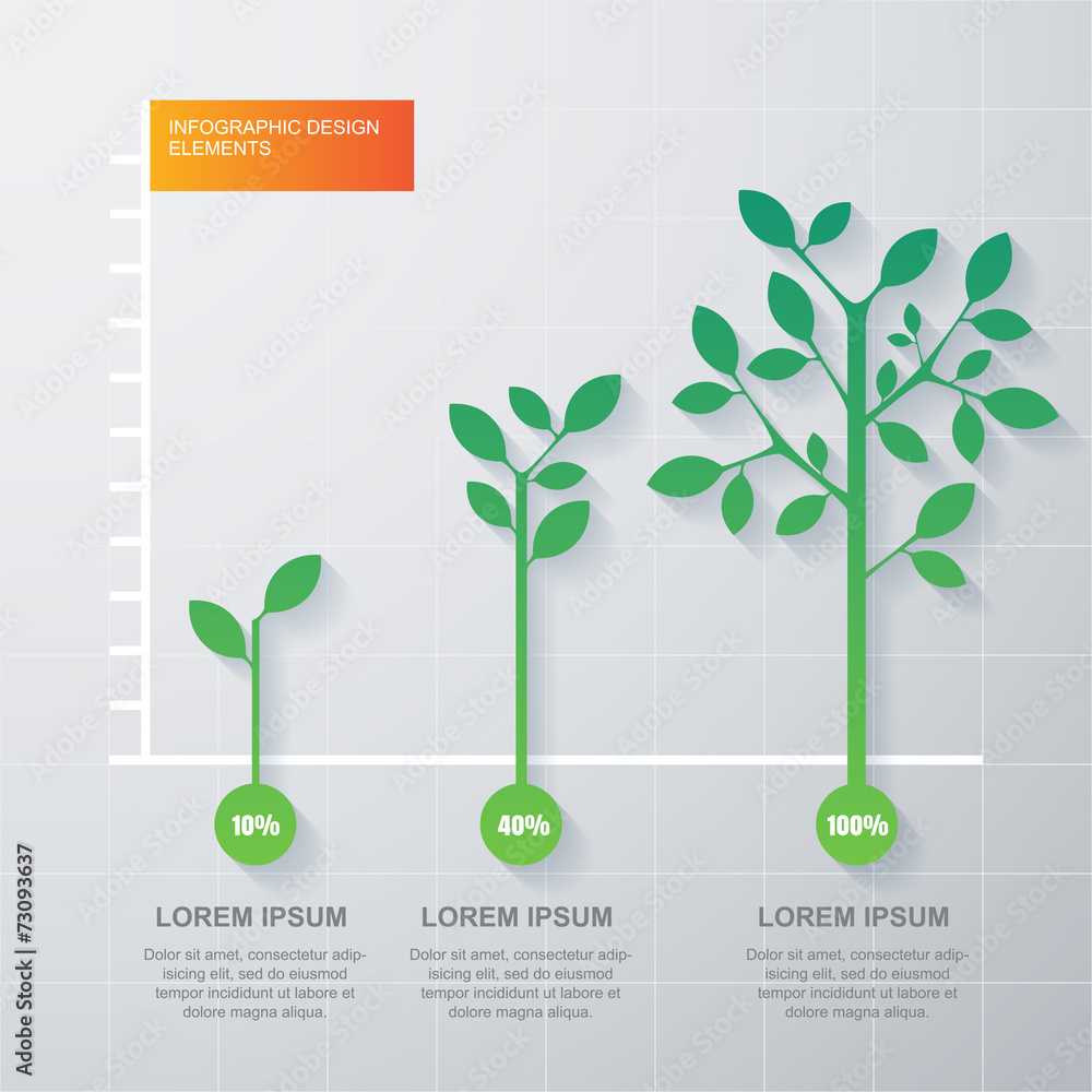 Green tree and plant diagram infographics template. Vector illus Stock ...