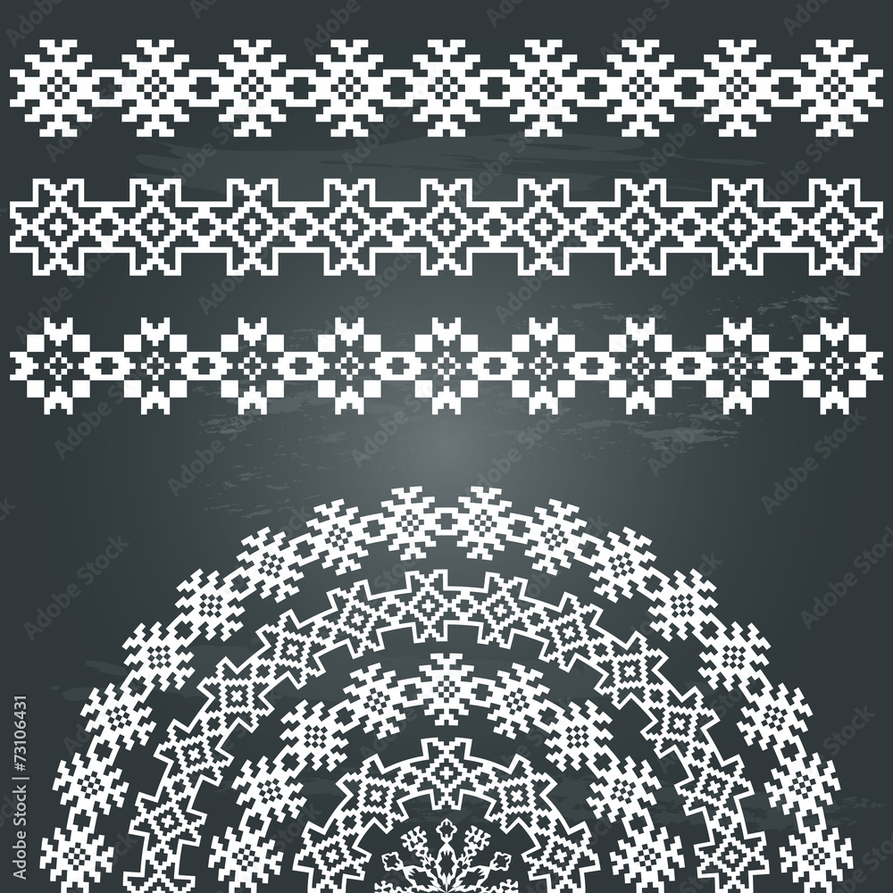Nordic ethnic set of borders and half-round Stock Vector | Adobe Stock
