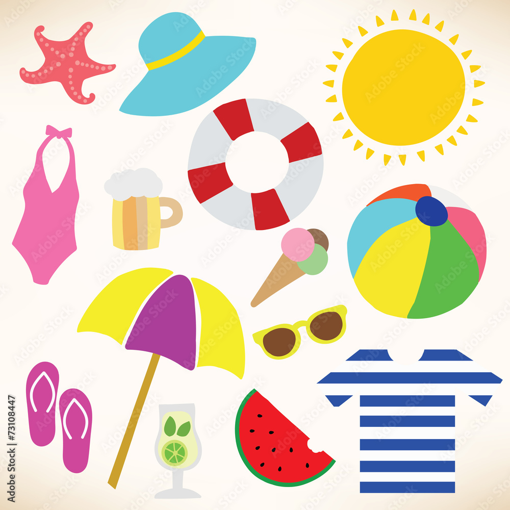 Vector collection of summer symbols Stock Vector | Adobe Stock